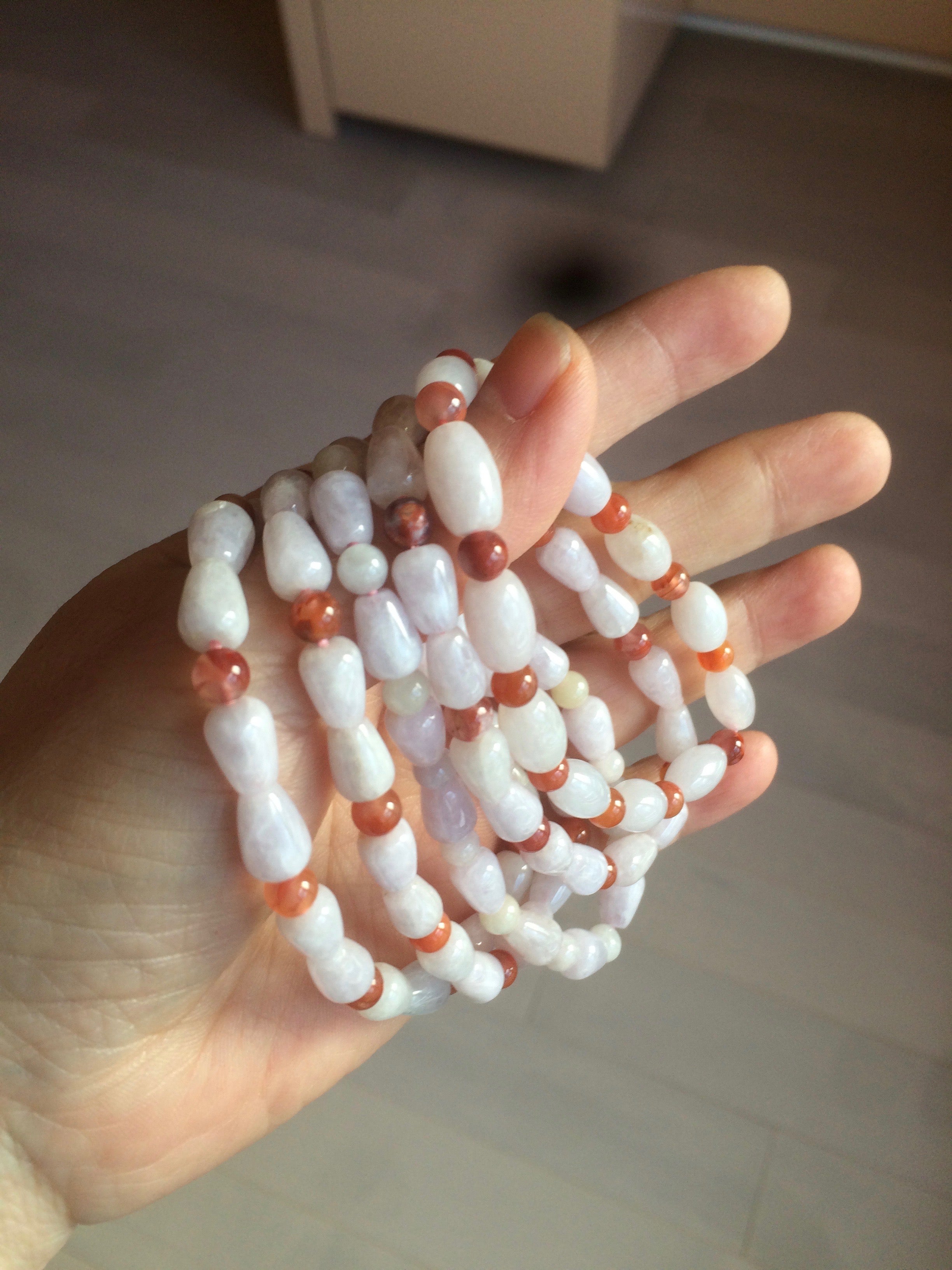 100% natural type A light purple/white water drop/olive jadeite jade b ...