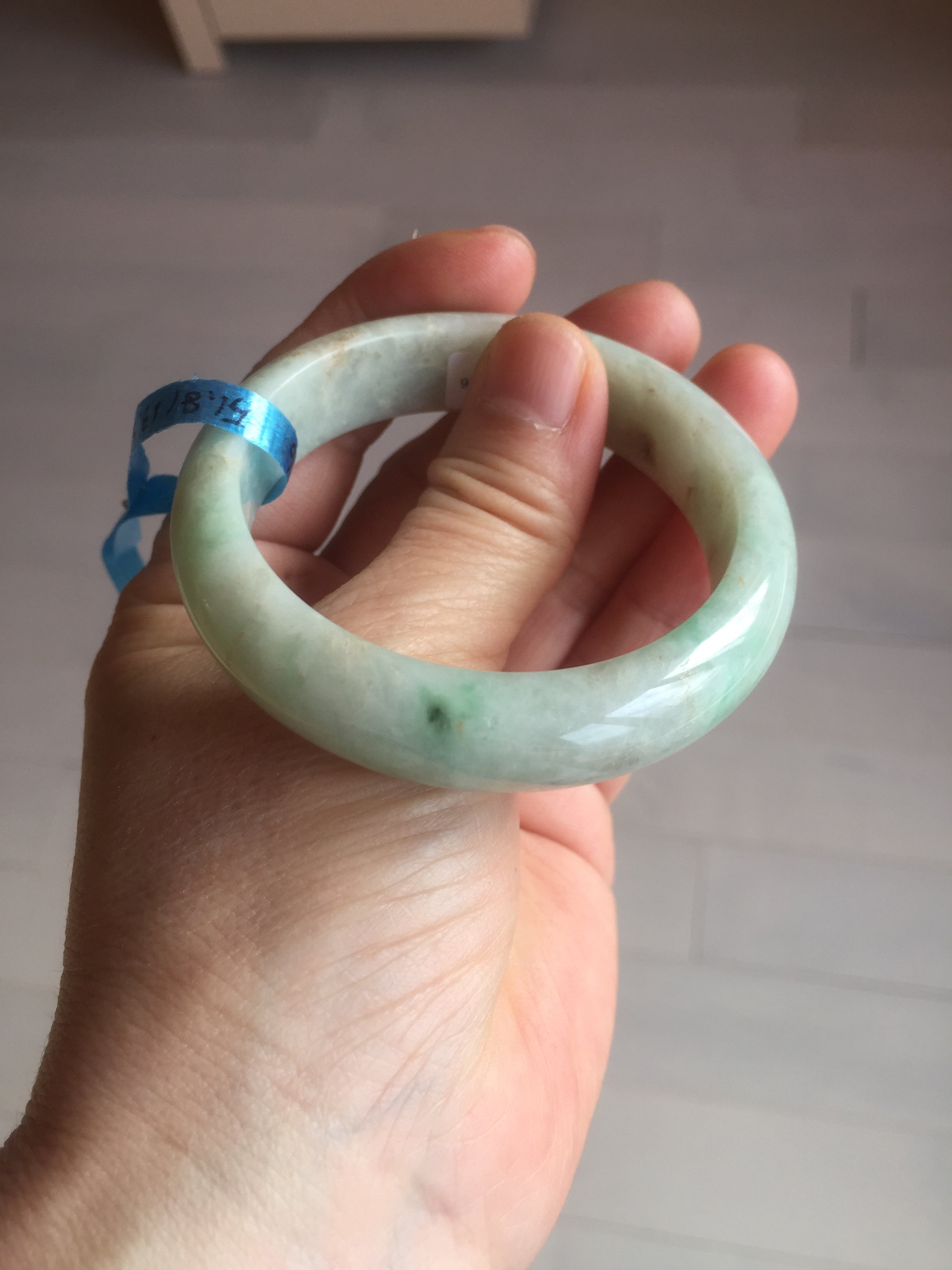 51.8mm Certified type A 100% Natural sunny green Jadeite Jade bangle E ...