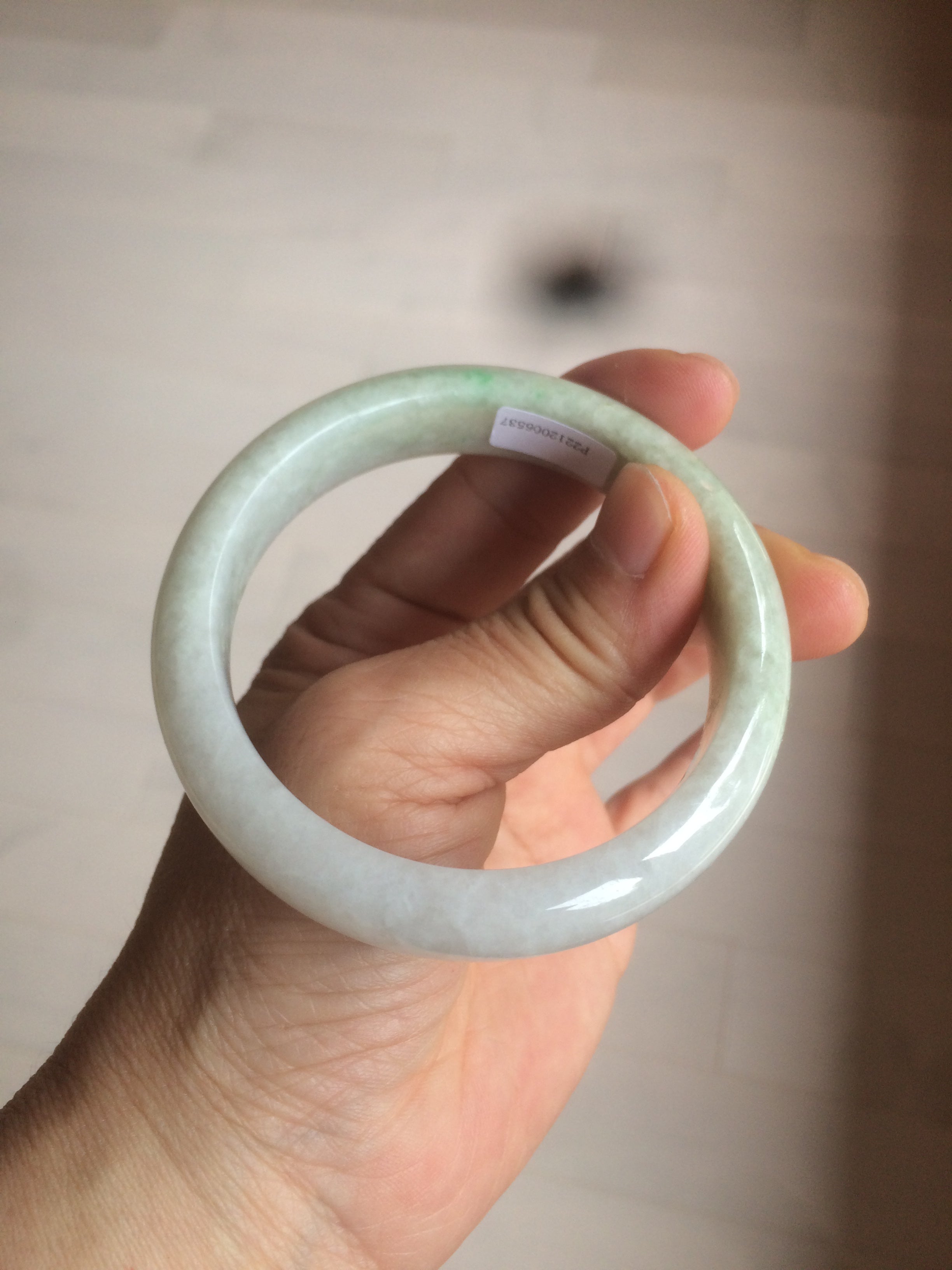 55mm certified type A 100% Natural light green/white jadeite jade bang ...