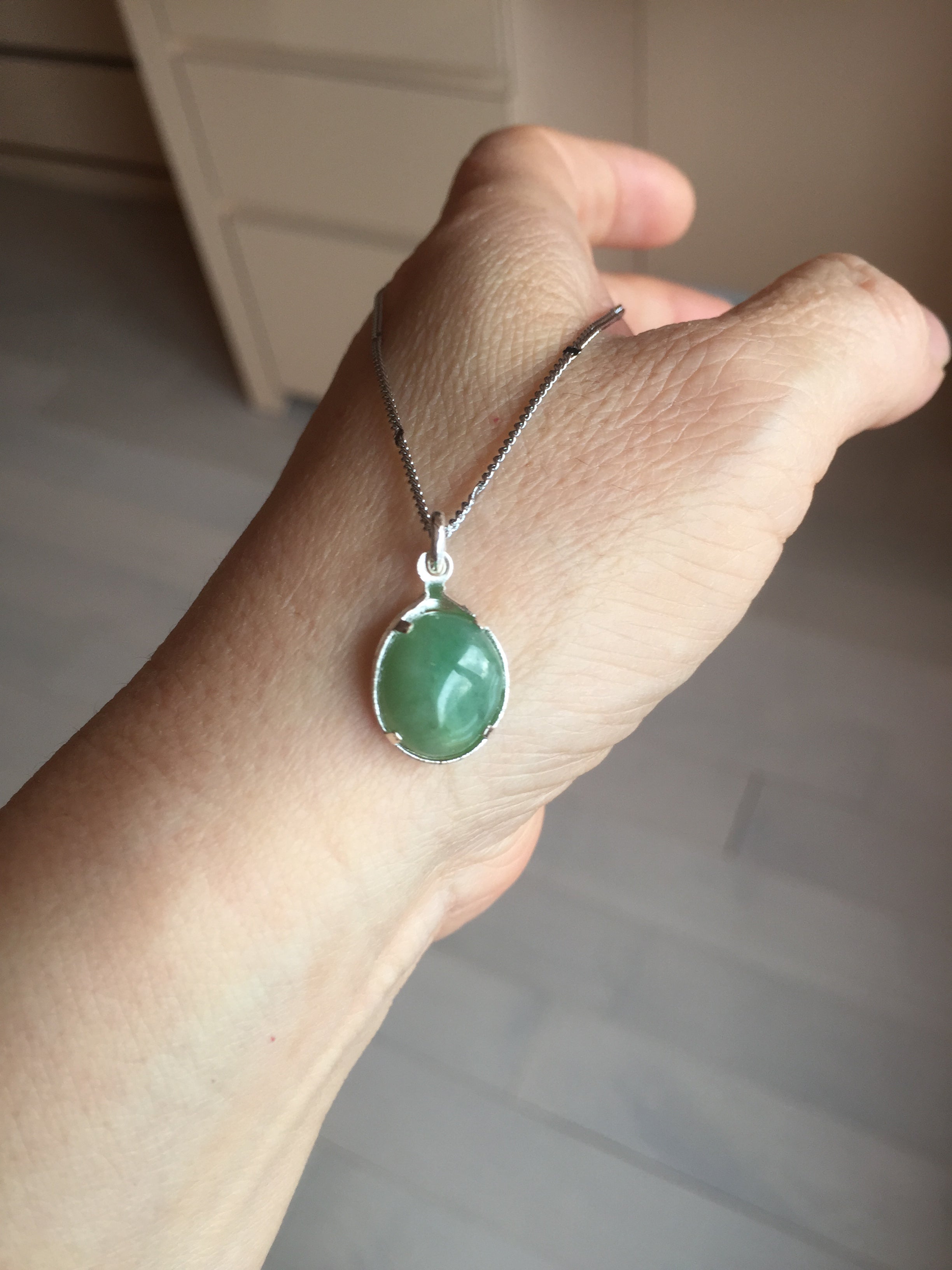 12x10mm 100% natural type A green/gray Jadeite Jade simple is the best ...