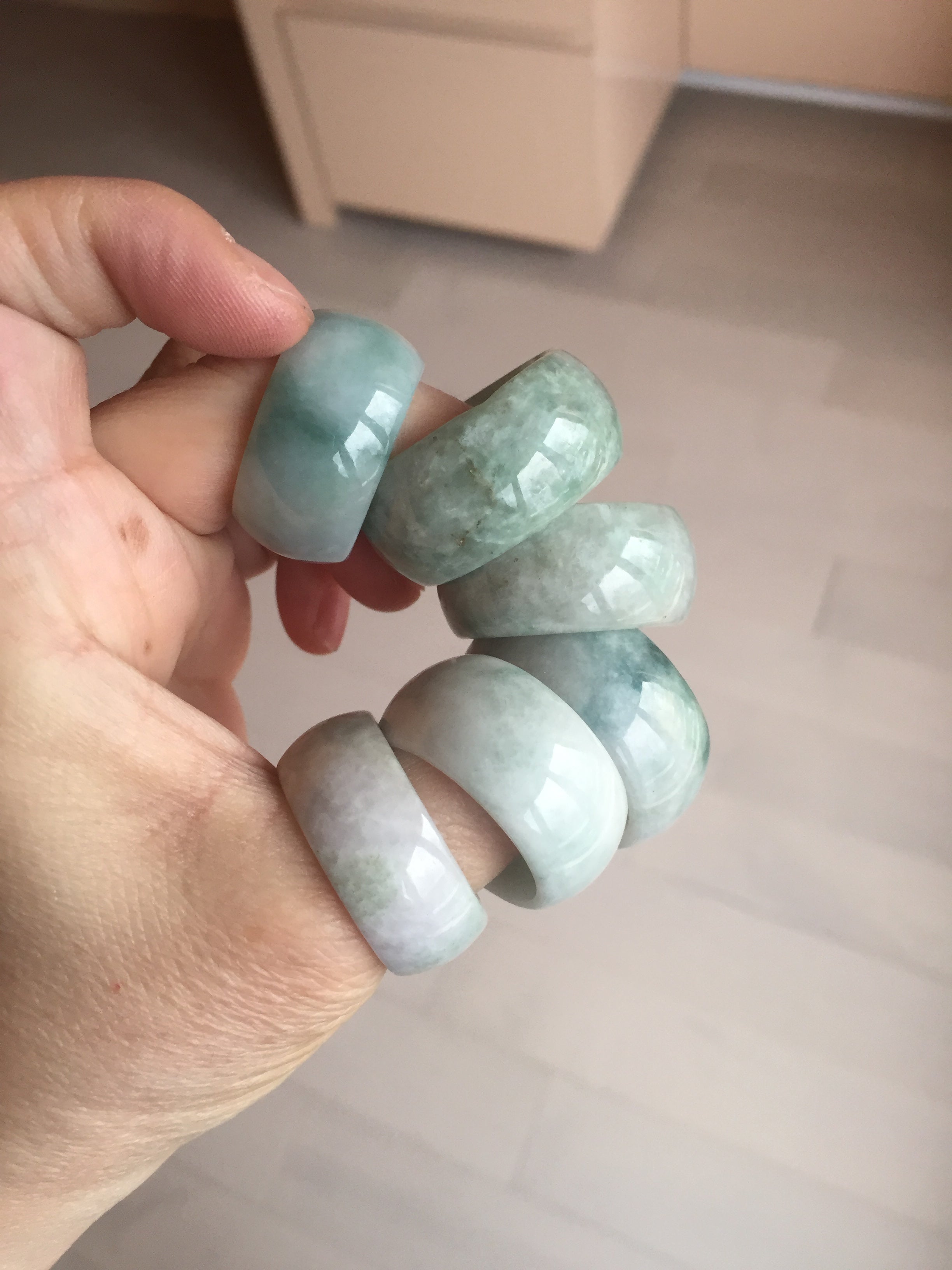 100% natural type A light green white purple broad jadeite jade band r ...